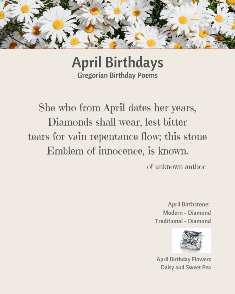 April Birthstone Poem to print - April Birthstone Poem to print